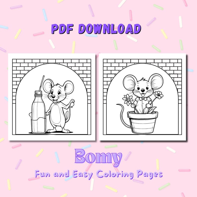 Printable Mouse Coloring Pages for Kids & Adults 6 Cute Designs Instant ...