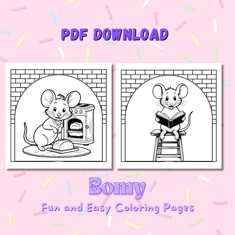 Printable Mouse Coloring Pages for Kids & Adults 6 Cute Designs Instant ...