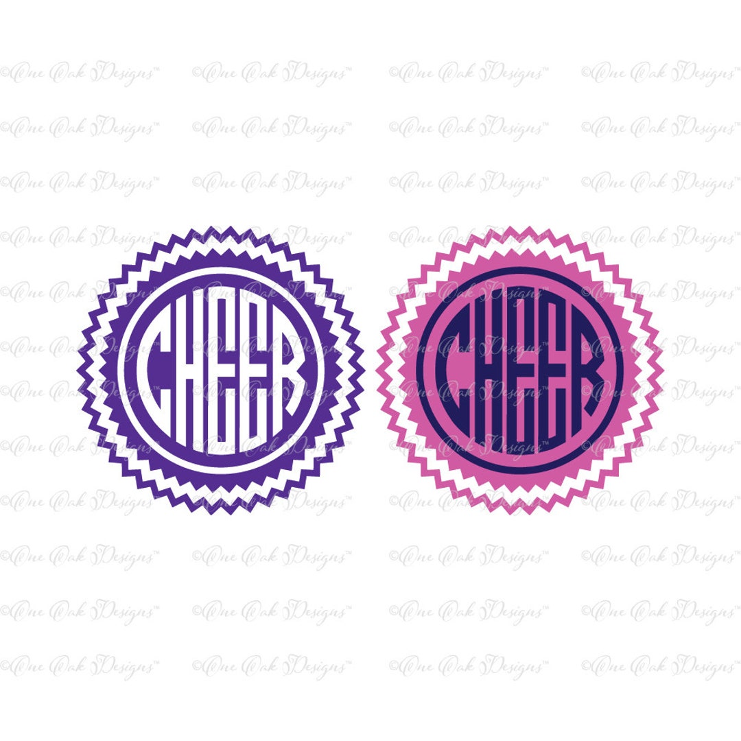 Cheer Circle Monogram Style SVG DXF PNG File for Cameo Cricut & Other ...