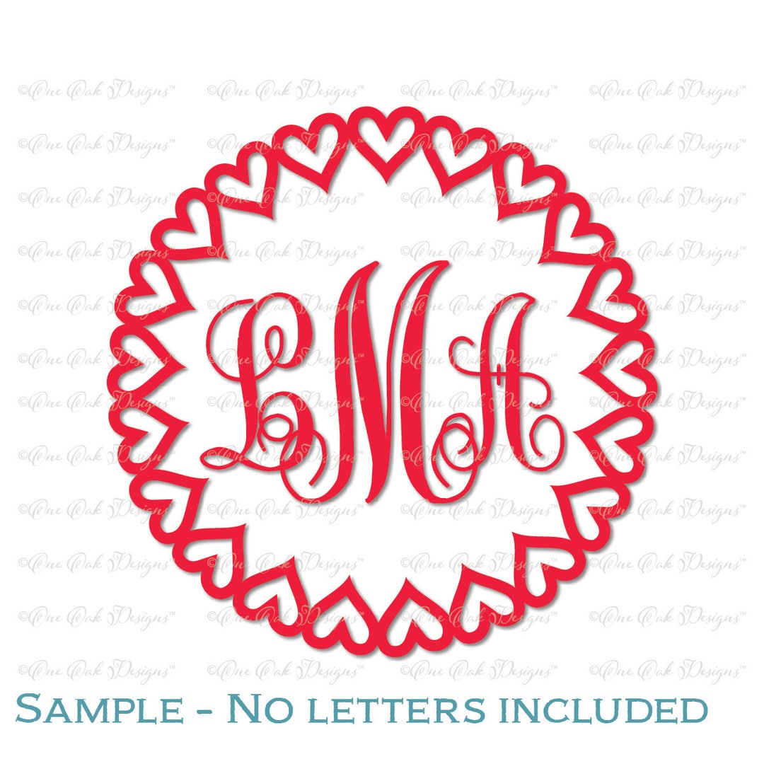 Open Heart Circle Monogram Frame SVG File PDF / Dxf / Jpg / Png / SVG ...
