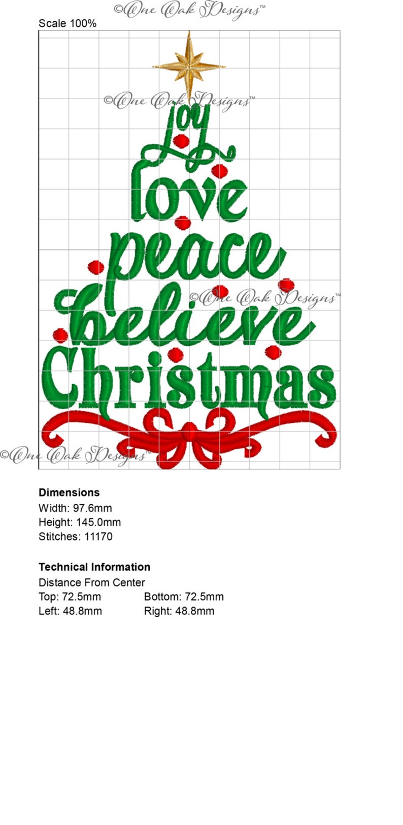 Christmas Tree Word Art Embroidery Dst / Exp / Jef / Pes / Vip / VP3 ...