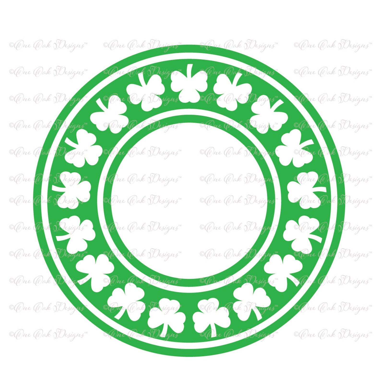 Shamrock Circle Monogram Frame SVG File Svg / Dxf / Png / Pdf / Jpg for ...