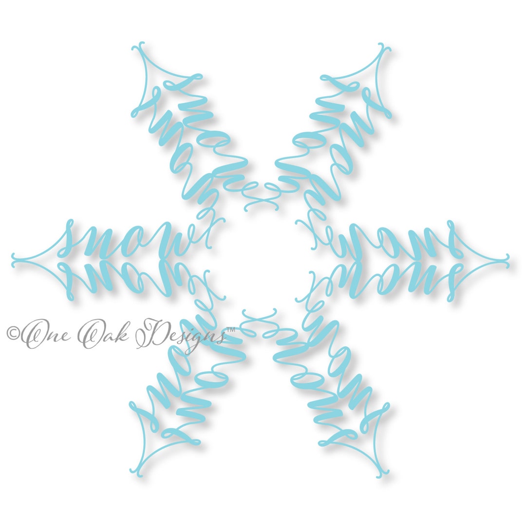 Word Snowflake SVG File PDF / Dxf / Jpg / Png / Eps / Ai / for Cameo ...