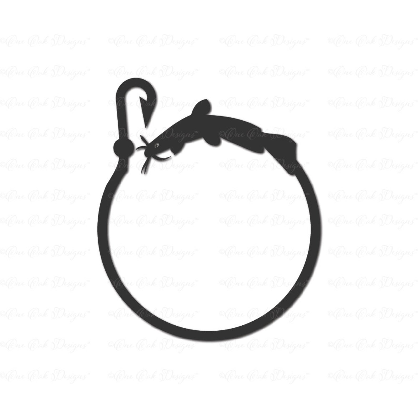 Fish Hook Catfish Circle Monogram Frame Cut File SVG DXF PNG - Etsy