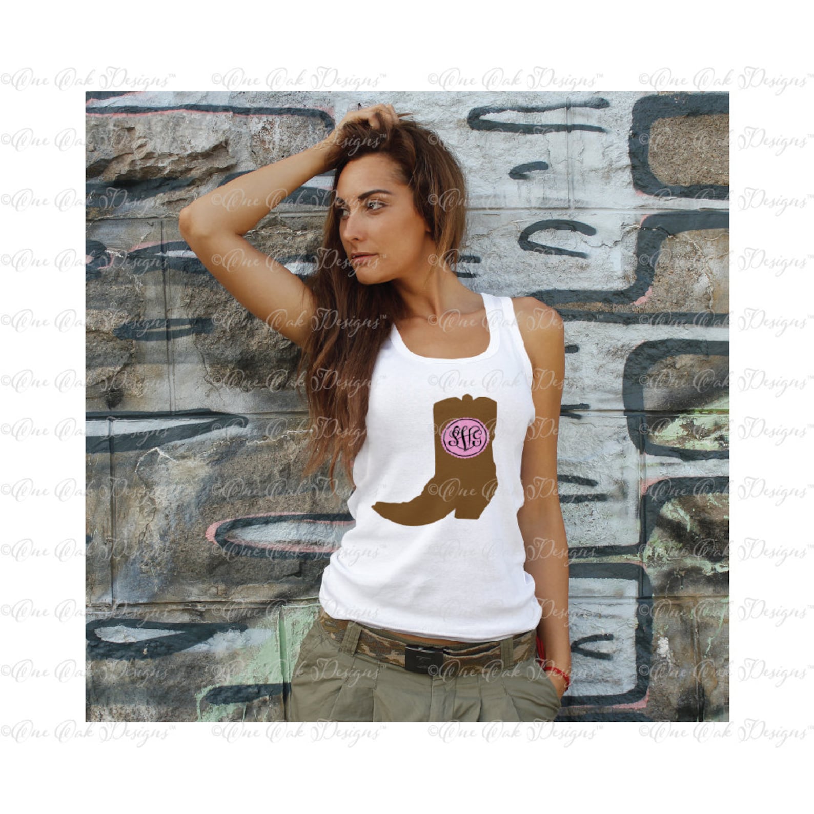 Cowboy Boot Monogram Frame SVG DXF PNG File for Cameo File for - Etsy