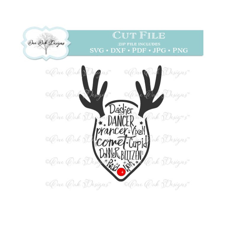 Reindeer SVG File PDF / Dxf / Jpg / Png / Reindeer Names Small - Etsy ...