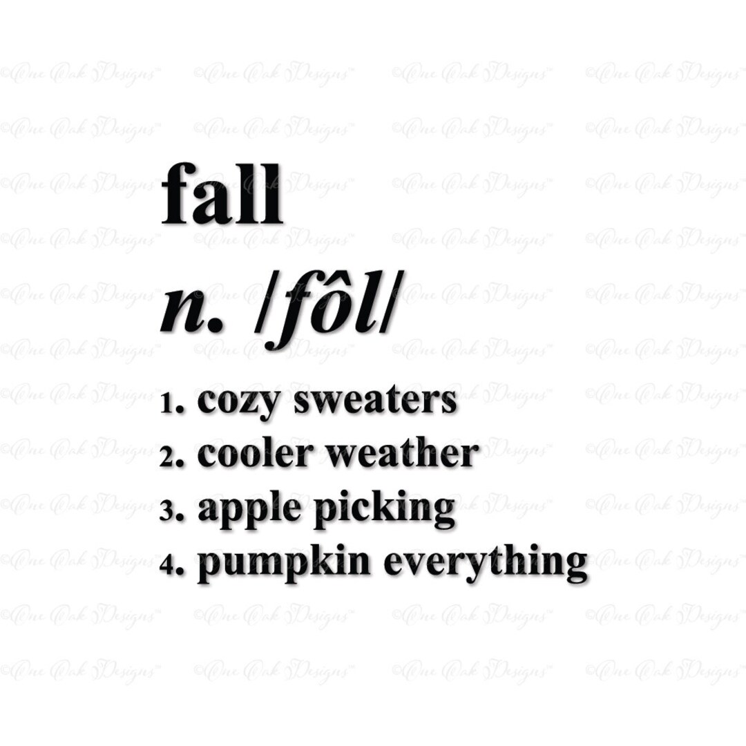 Fall Definition SVG DXF PNG Cut File for Cameo, Cricut Explore & Other ...