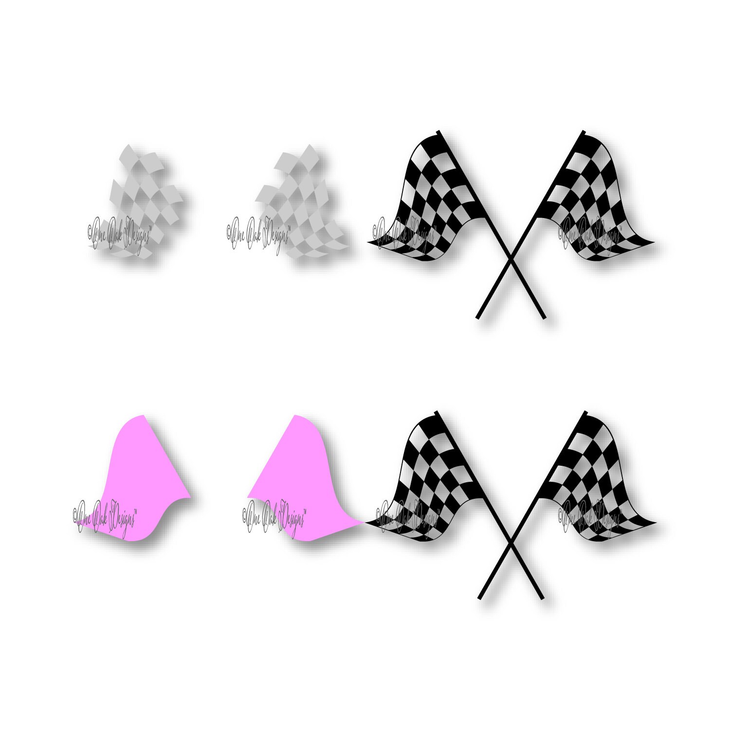 Crossed Checkered Flag SVG File, PDF DXF, Eps, Ai, Png, Jpg for Cameo ...