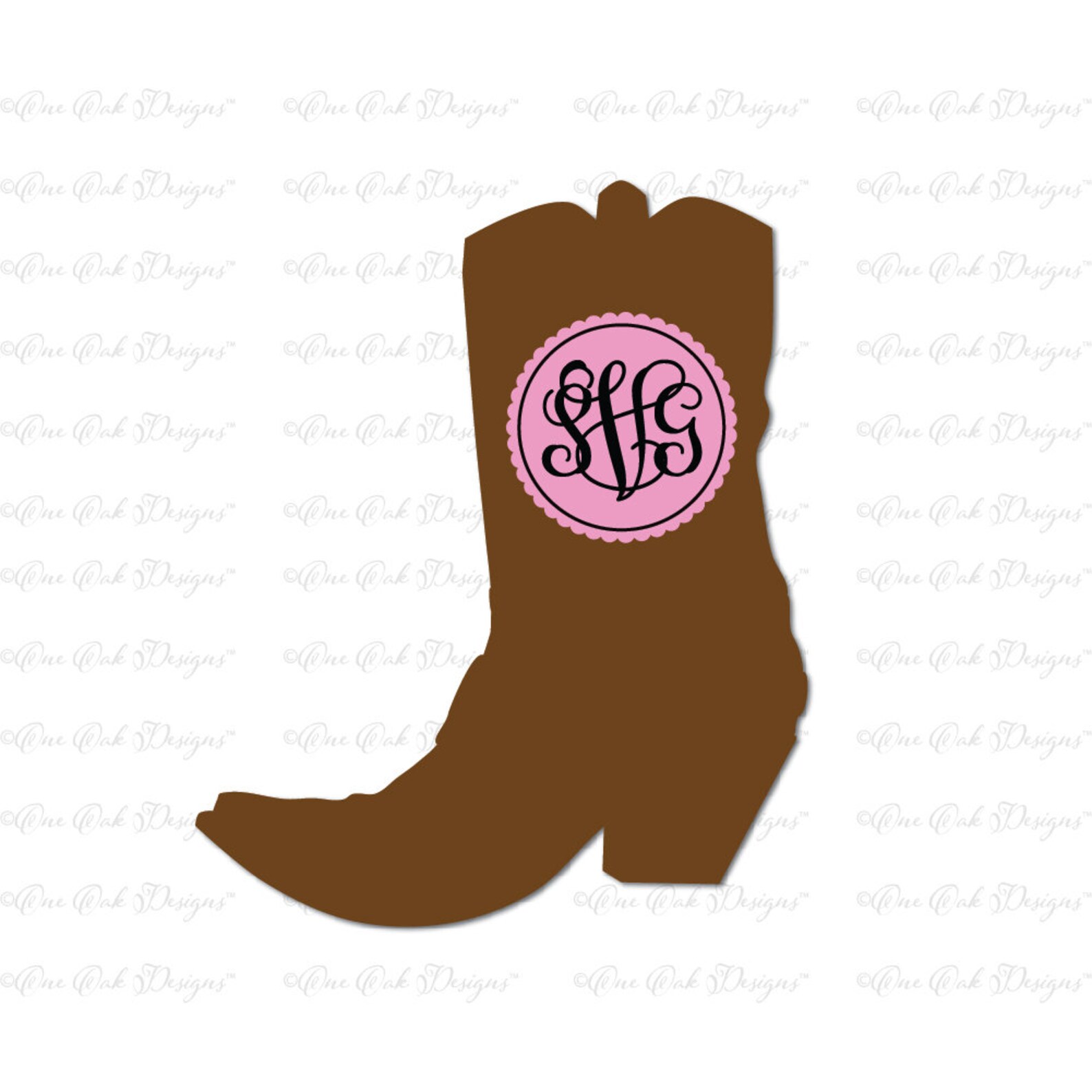 Cowboy Boot Monogram Frame SVG DXF PNG File for Cameo File for - Etsy