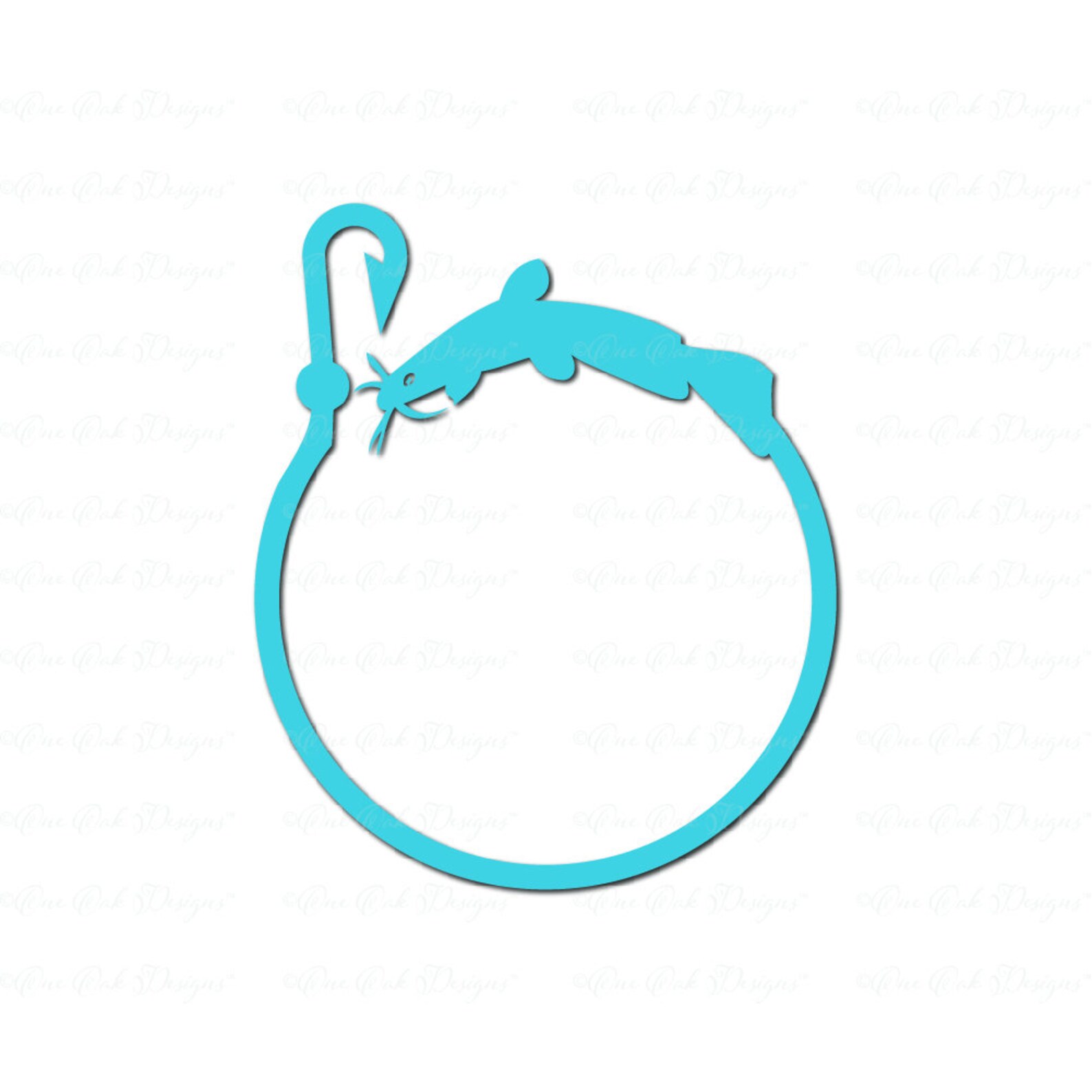 Fish Hook Catfish Circle Monogram Frame Cut File SVG DXF PNG - Etsy