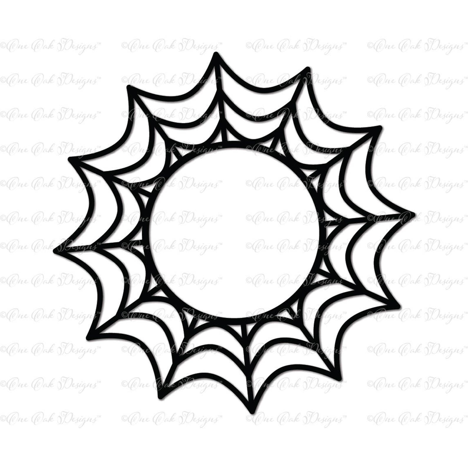 Spider Web Circle Monogram Frame SVG DXF PNG Cut File for - Etsy