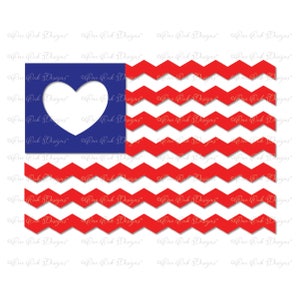 American Flag Heart Chevron Flag Cut File SVG / DXF / Png / Jpg / Pdf ...