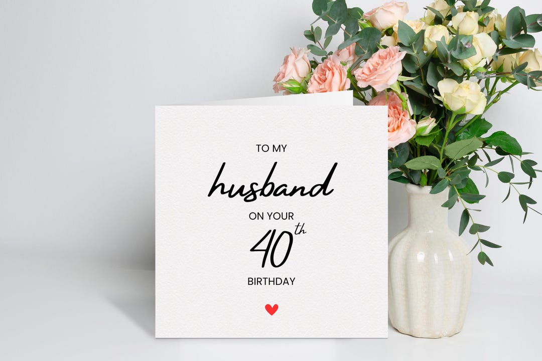 Husband 40th Birthday Card, Cute Birthday Card for Husband, Husband ...