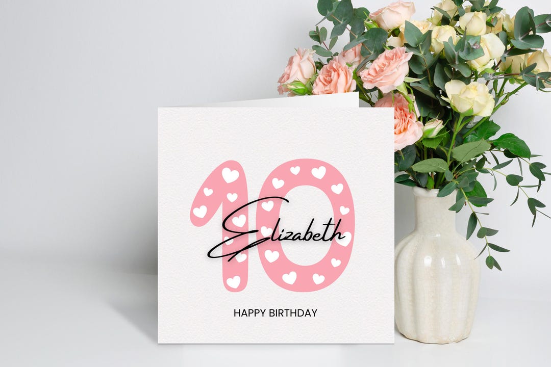 Personalised 10th Birthday Card for Girl, Daughter 10th Birthday Card ...