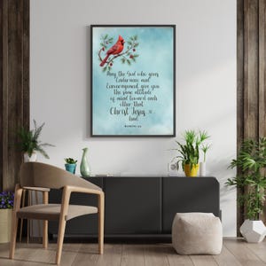 Romans 15:5 Bible Verse Wall Art Image - Blue Sky, Red Cardinal - Etsy