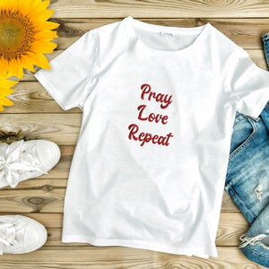 Pray Love Repeat Christian Slogan Transparent PNG - Etsy