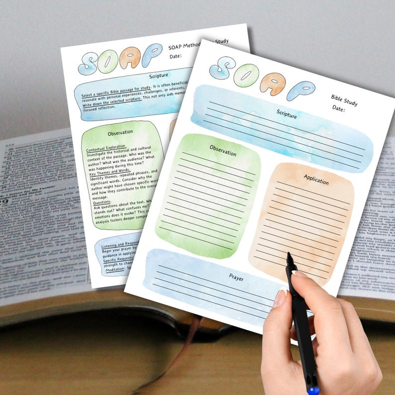 SOAP Study Worksheet: Bible Journaling, Scripture, Observation ...