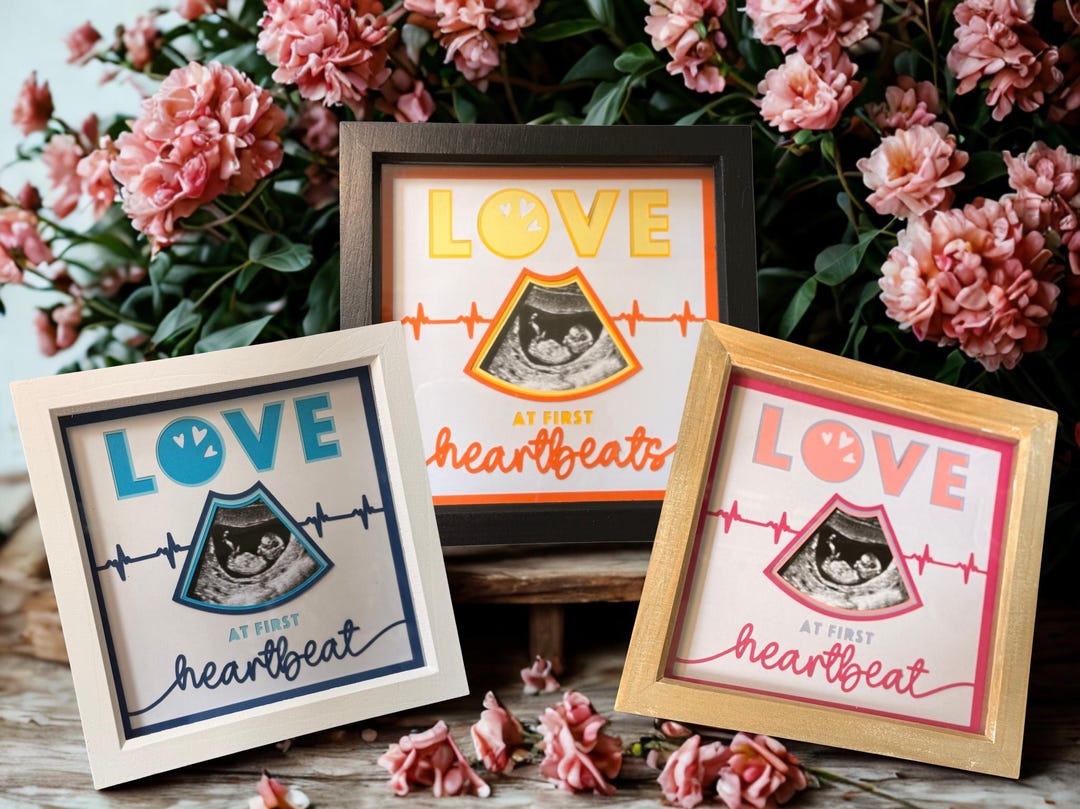 Love at First Heartbeat Ultrasound Photo Frame 8x8 Inches, Baby Shower ...