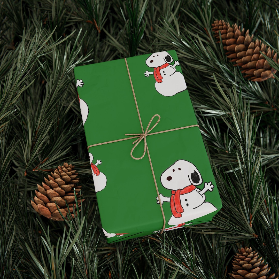 Snoopy Christmas Wrapping Paper Hand-drawn Cute Dog Holiday Gift Wrap ...