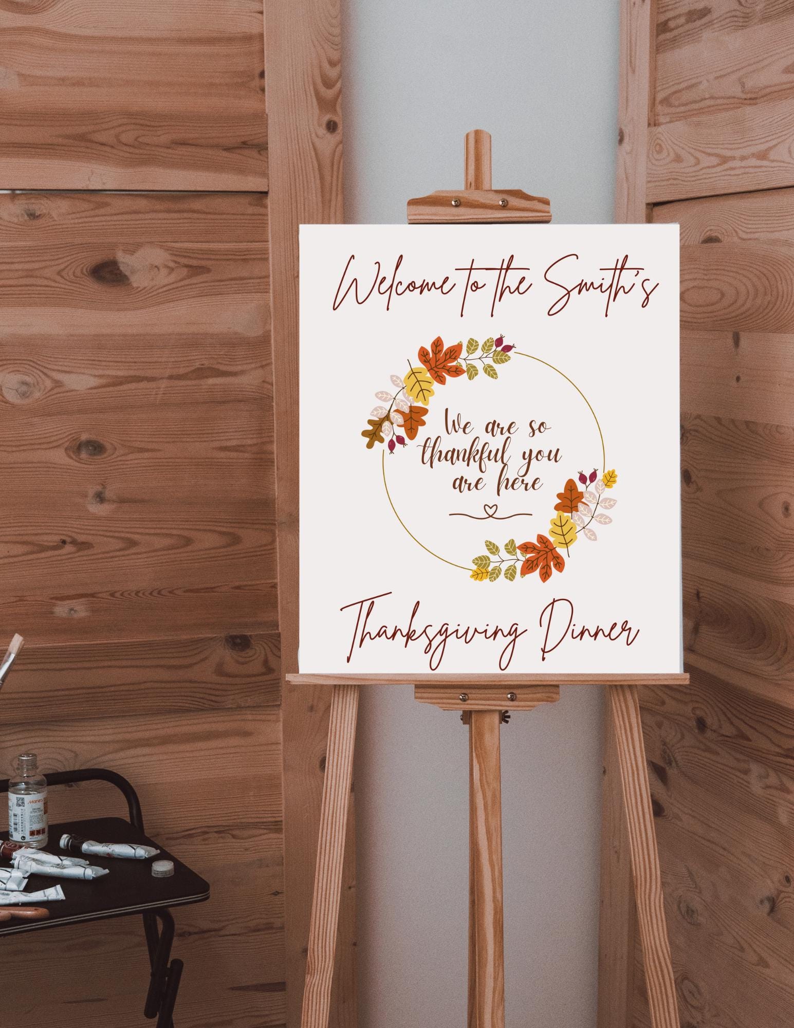 Editable Thanksgiving Dinner Welcome Sign Printable Fall Party Decor ...