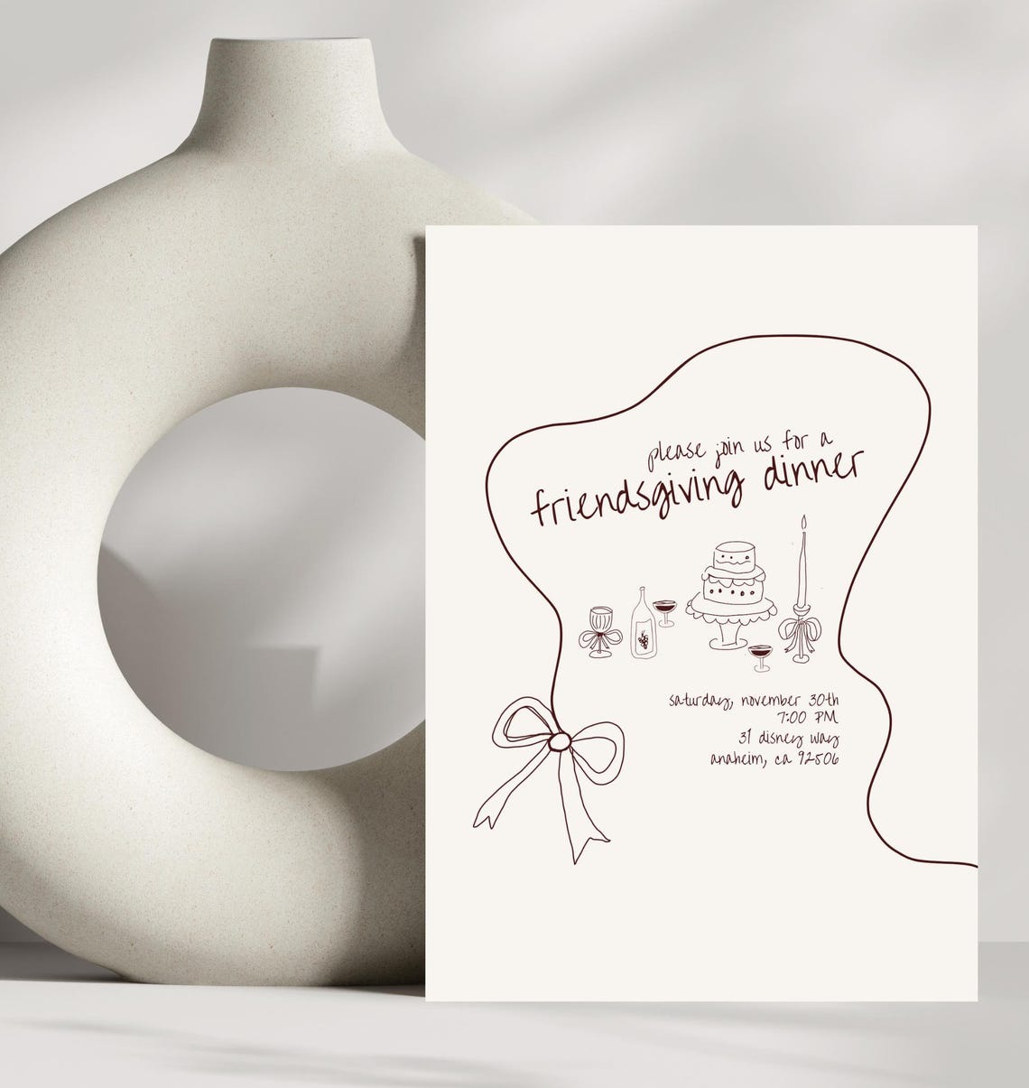 Editable Friendsgiving Invitation Template Hand-drawn, Canva-ready for ...