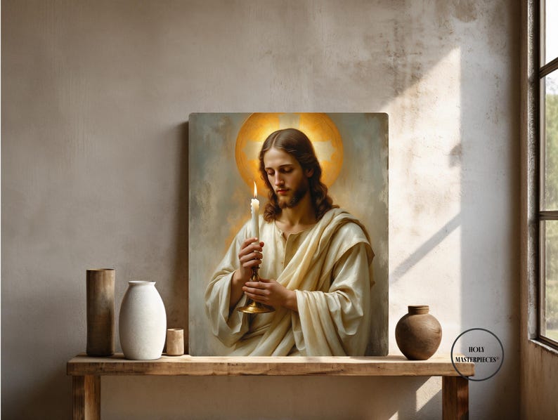 Christ With a Candle Print | Catholic Art Wall Decor (digital Download ...