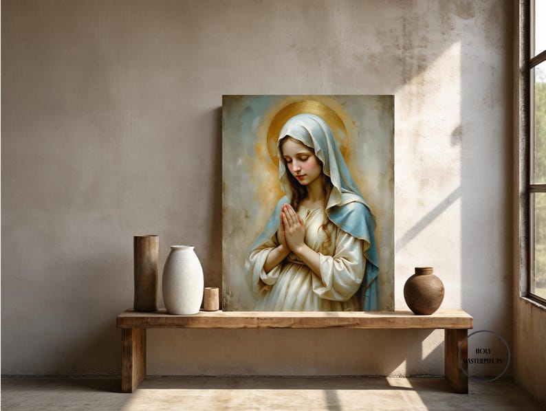 Virgin in Prayer Art Print | Christian Marian Wall Art (digital ...