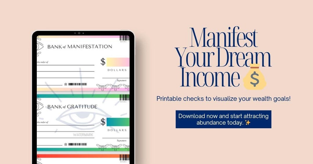 Printable Manifestation Checks Visualize Wealth and Achieve Abundance ...