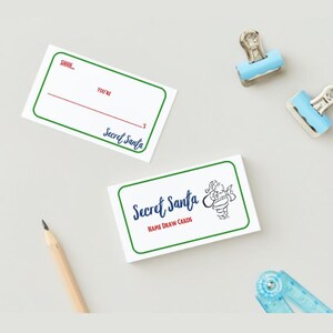 Secret Santa Name Draw Printable Cards Holiday Party Gift Exchange Tool ...