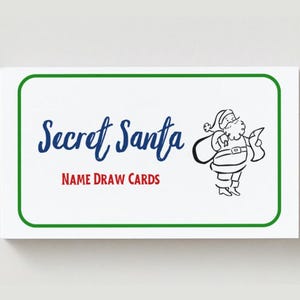 Secret Santa Name Draw Printable Cards Holiday Party Gift Exchange Tool ...