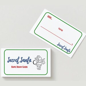 Secret Santa Name Draw Printable Cards Holiday Party Gift Exchange Tool ...