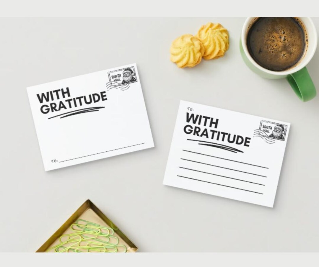 Printable Christmas Gratitude Postcards Santa Mail Design Festive ...