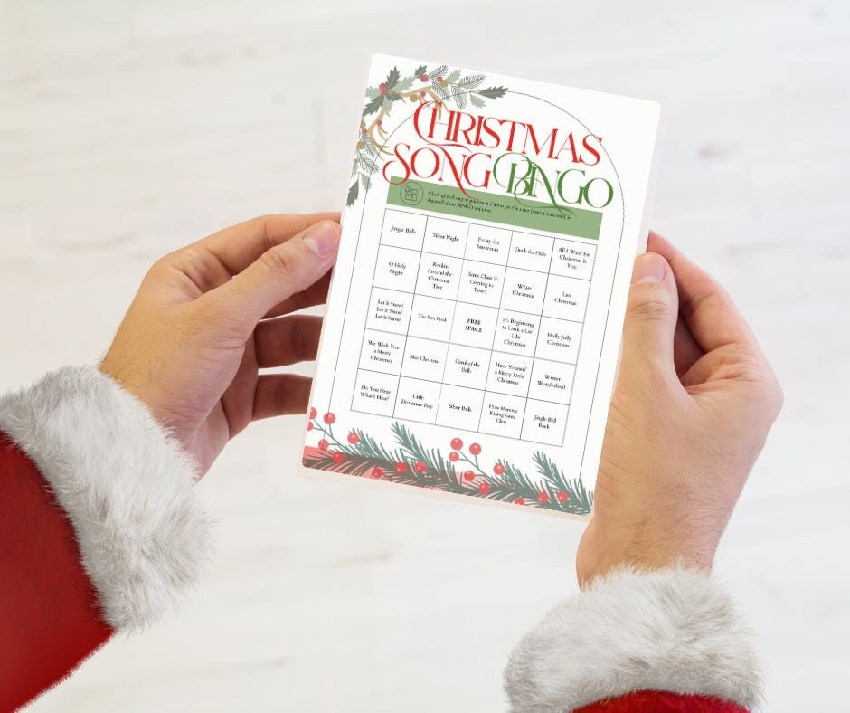 Christmas SONG Bingo Game Printable Holiday Party Fun Digital Download ...