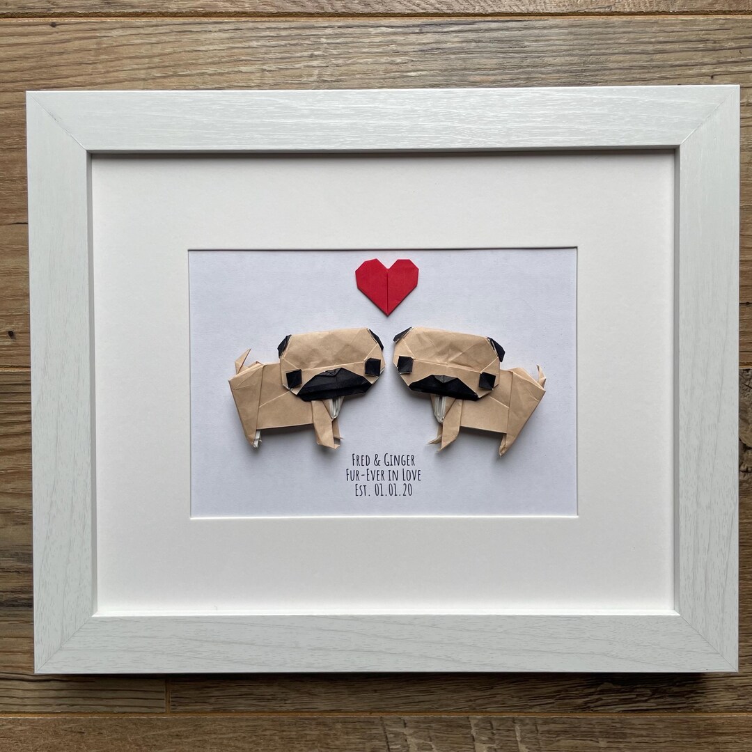 Personalized Origami for Pug Dog Lovers. Unique Valentine's Day or ...