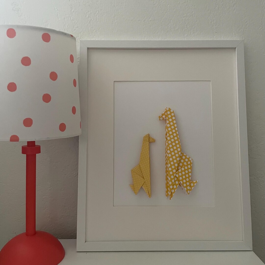 Origami Giraffe Wall Art – Mama & Baby Giraffe Picture – Neutral ...
