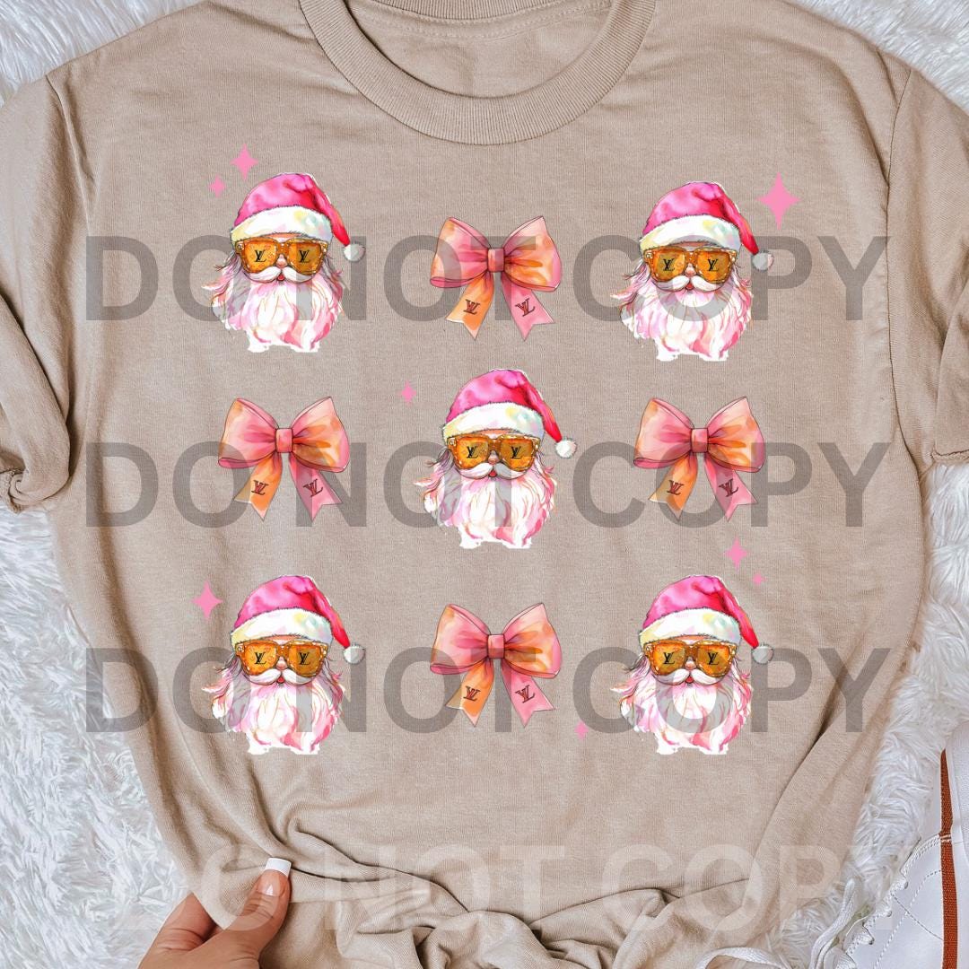 Pink Preppy Santa Png Pink Christmas Png Pink Bow Christmas Png Boujee ...