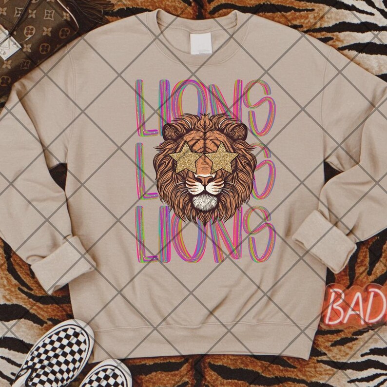 Preppy Lions Png Lions Glitter Star Png Lions School Mascot Png ...