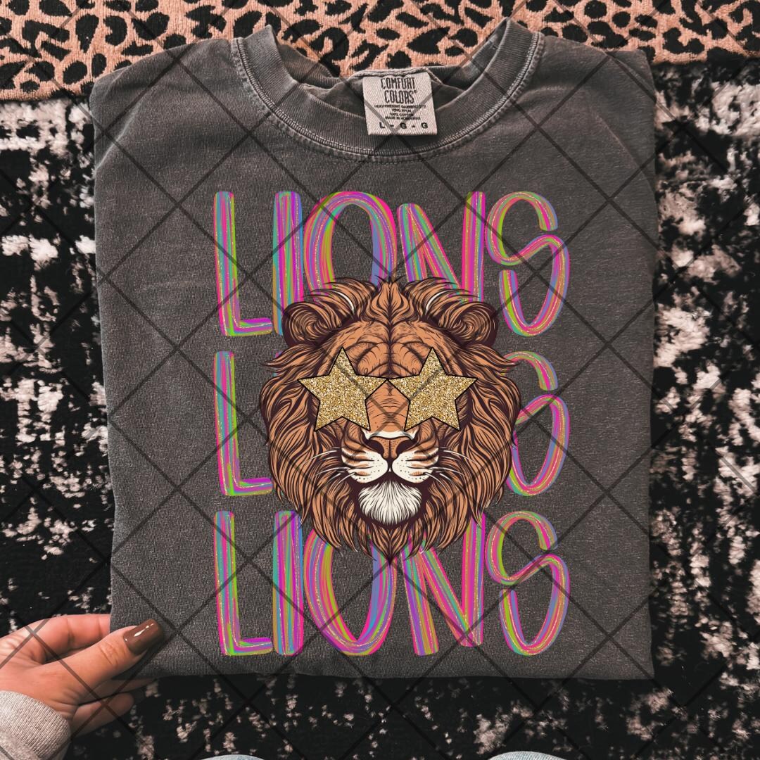 Preppy Lions Png Lions Glitter Star Png Lions School Mascot Png ...