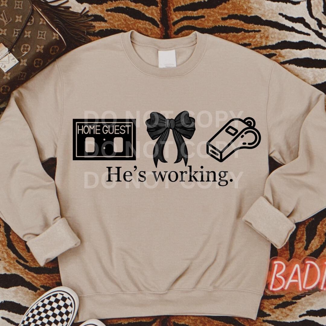 He's Working PNG Digital Download Coach Design With Bow Funny Coach ...