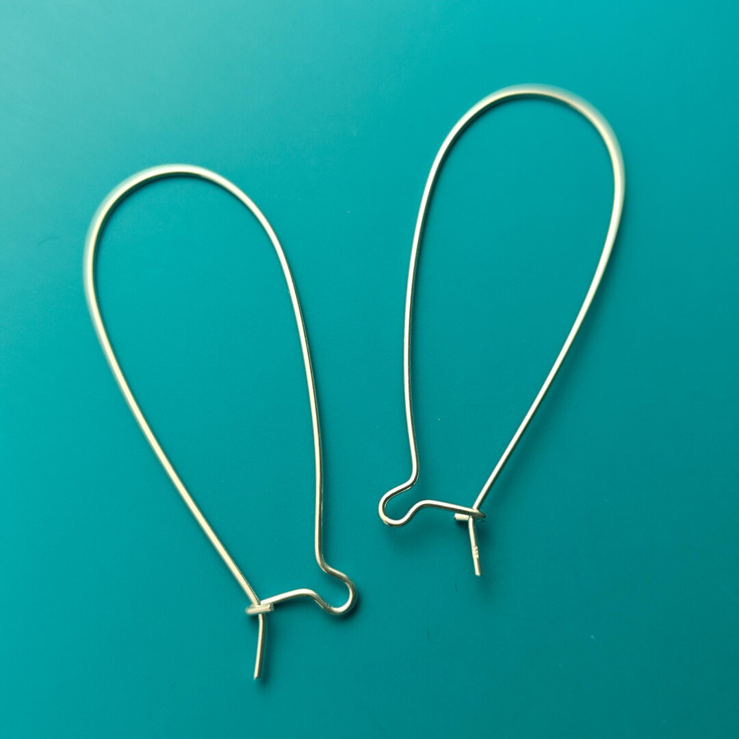 Sterling Silver Jumbo Kidney Ear Wires (48mm, 21 Gauge) (ESS603) - 10 ...