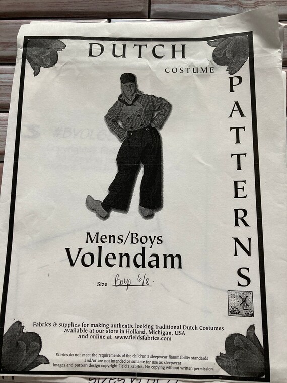 Boys Dutch Costume Uncut Sewing Pattern Volendam Sz 6/8 Sew - Etsy