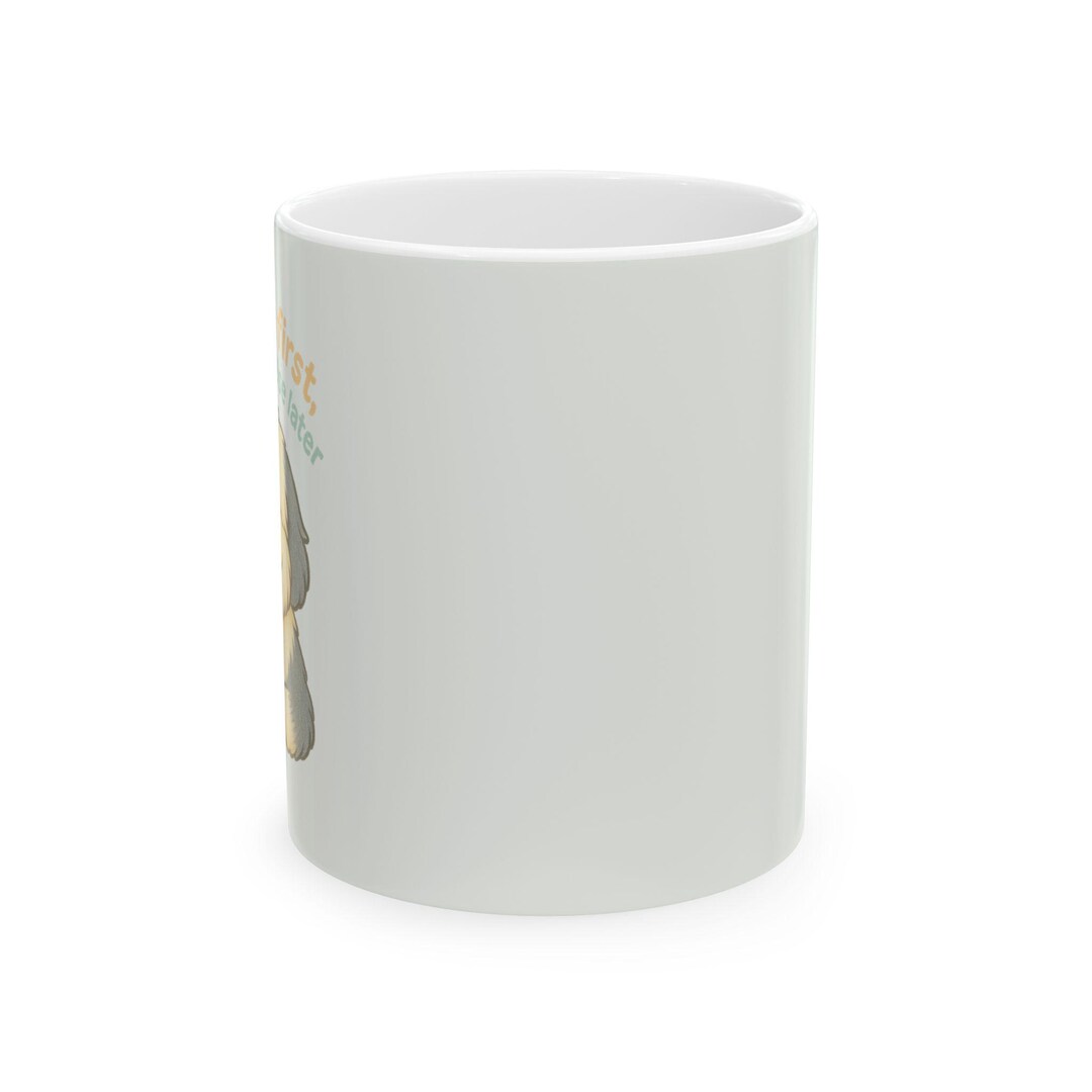 Cute Dog Milk Tea Mug Old English Sheepdog Ceramic Cup, Funny Boba ...