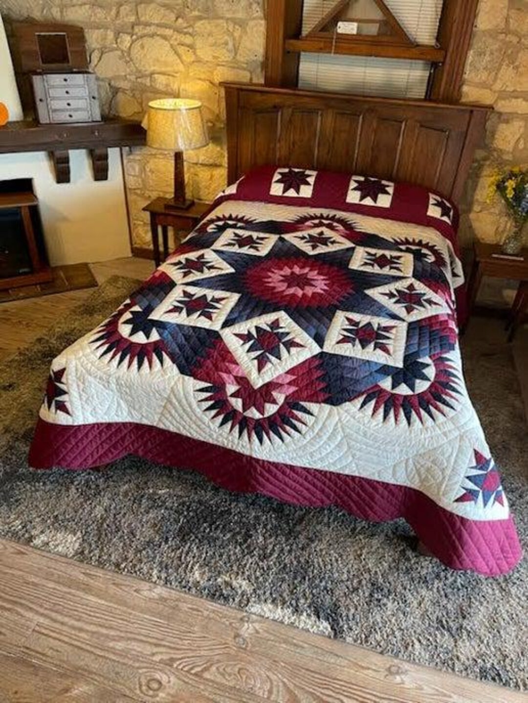 Hand-sewn Amish Crystal Star Quilt 100"x115" - Etsy