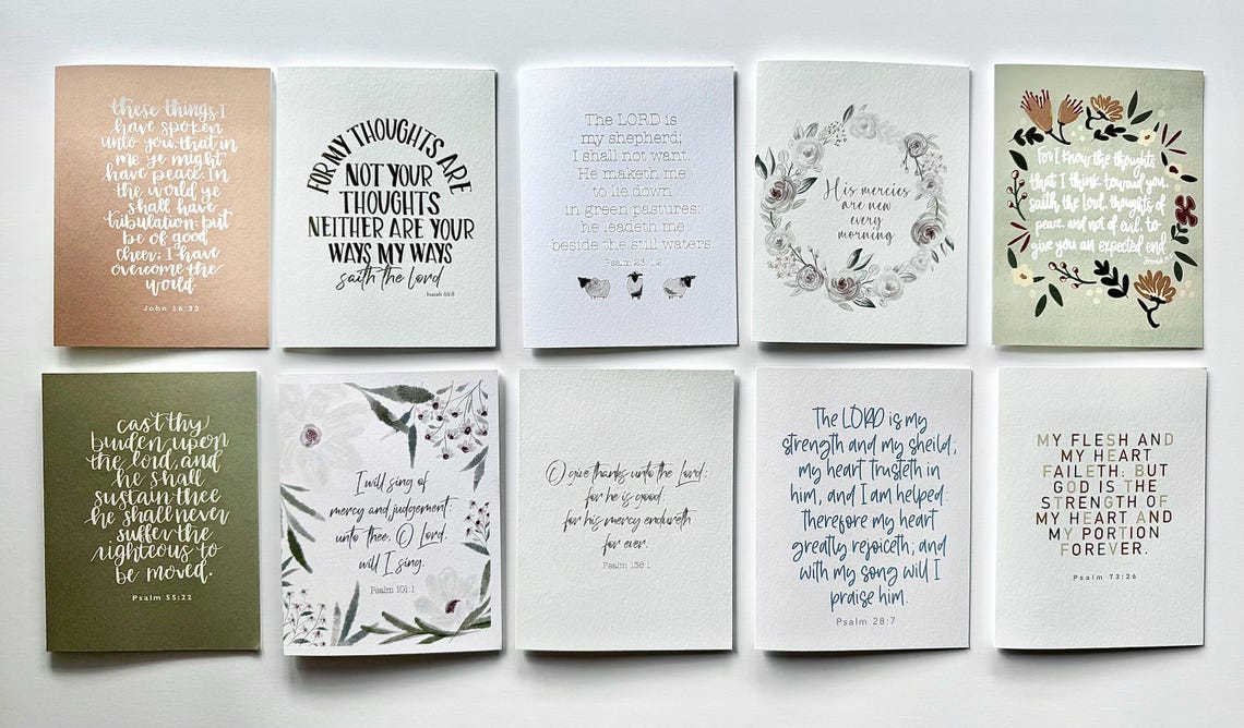 Encouragement & Faith Greeting Card Set | Christian Scripture Cards ...