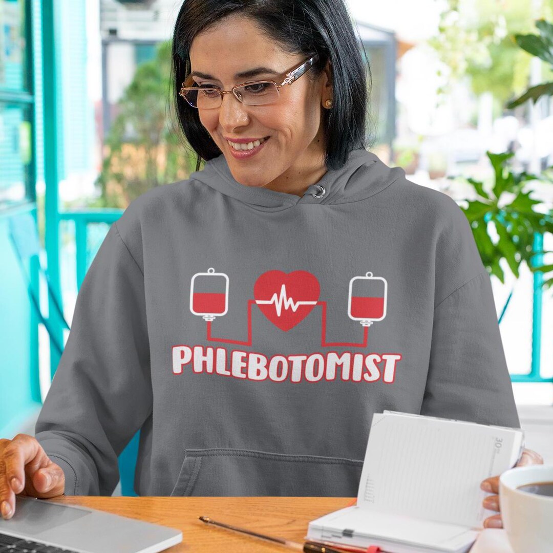 Phlebotomy Hoodie Sweatshirt, Blood Draw Nurse Gift, Lab Tech Pullover ...