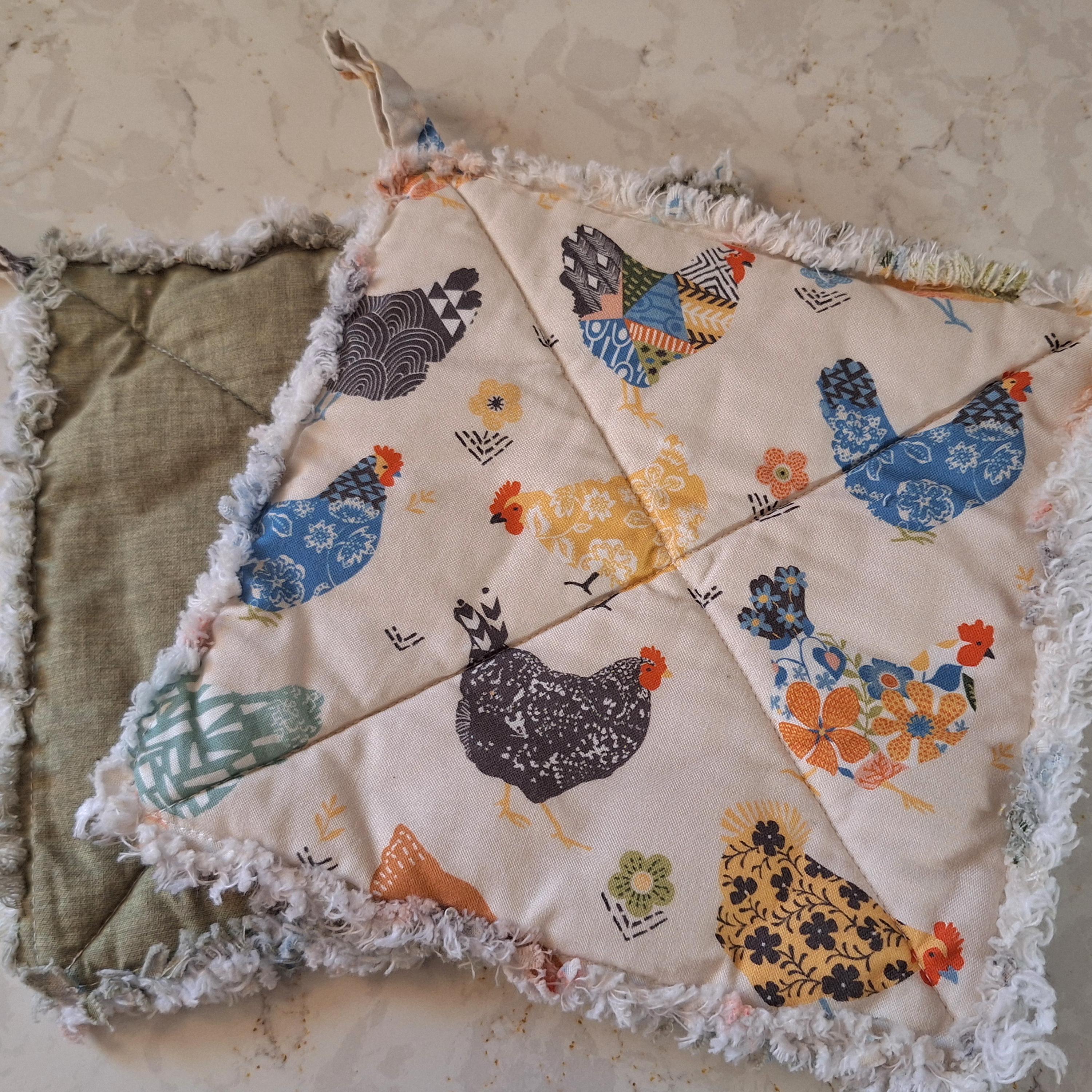 Country Chicken Potholder Hot Pad Kitchen Cooking Gift Farmhouse Style ...