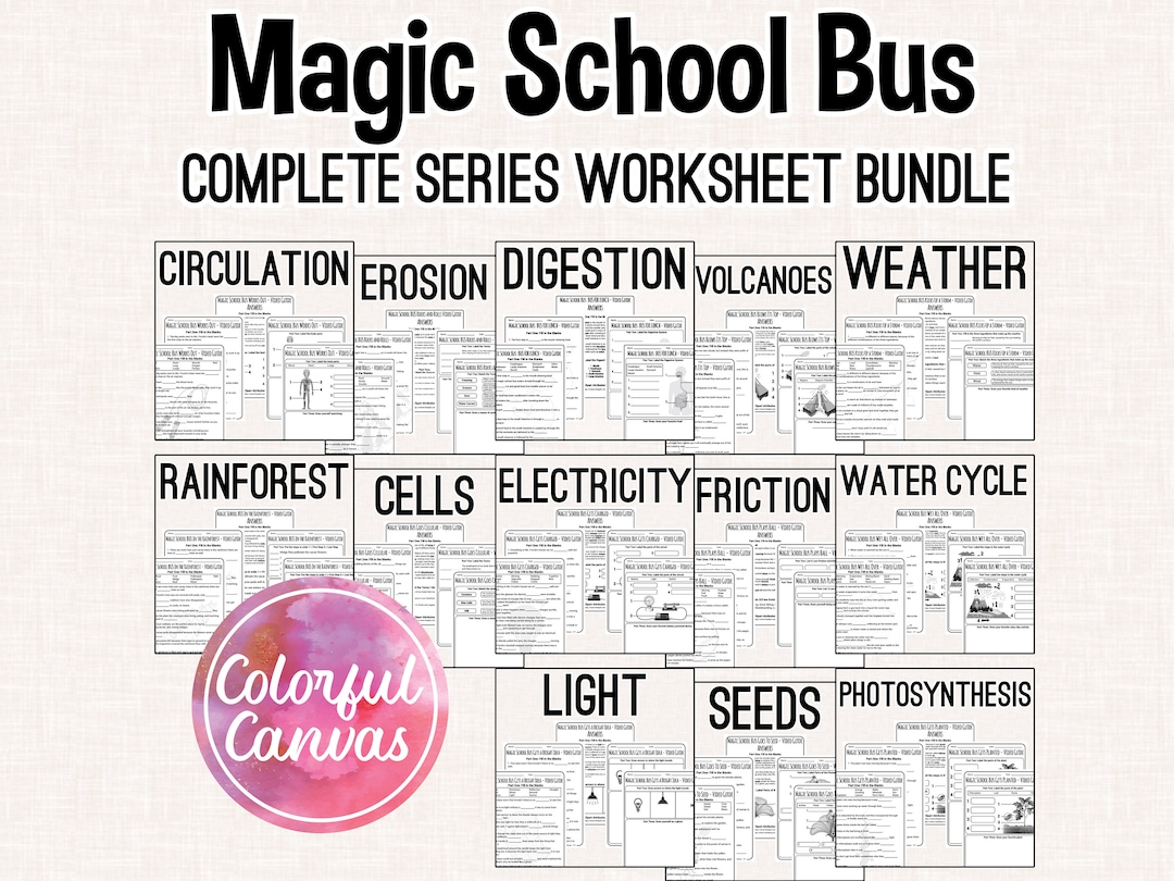 Magic School Bus 52 Episode COMPLETE SERIES BUNDLE | Worksheet Video ...