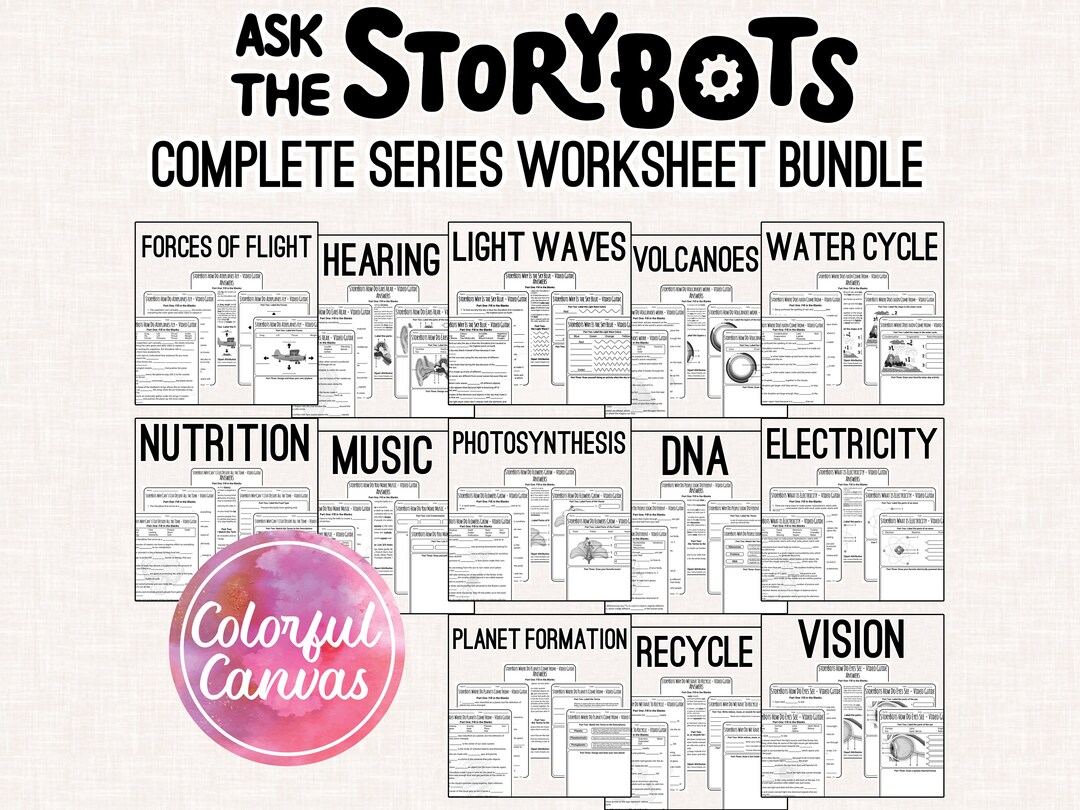 Ask the Storybots 22 Episode COMPLETE SERIES BUNDLE | Worksheet Video ...