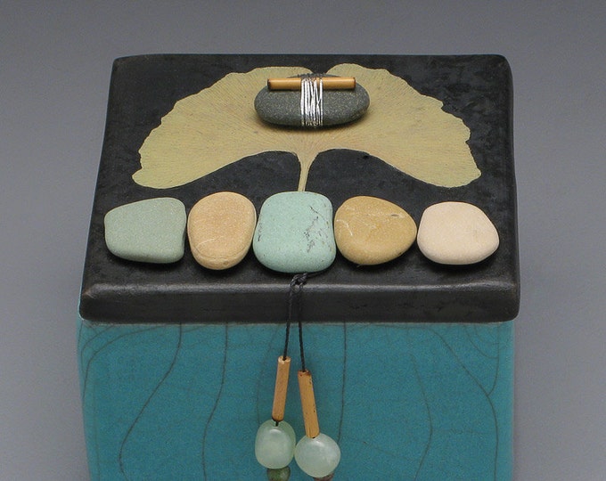 Turquoise Ginkgo Leaf Box,ceramic, Nature,zen,handmade,ring Box,earring ...