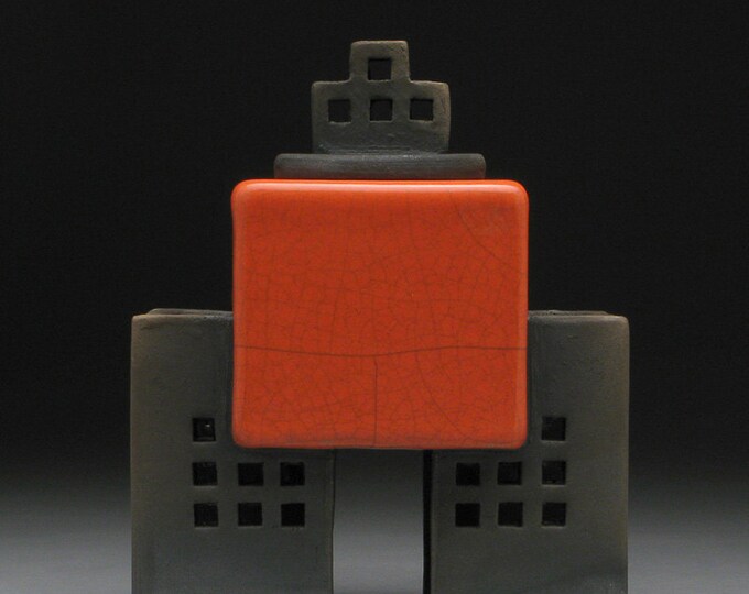 Raku Ceramic Box Art Pottery Red Orange Handmadehome Decor - Etsy